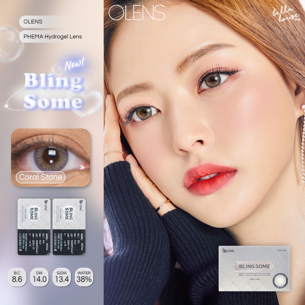 OLENS Bling Some Coral Stone (Natural Gray Graded Contact Lens ...