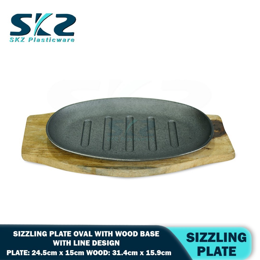 SKZ Cast Iron Sizzling Plate with Stainless Handle with Wood | Shopee ...