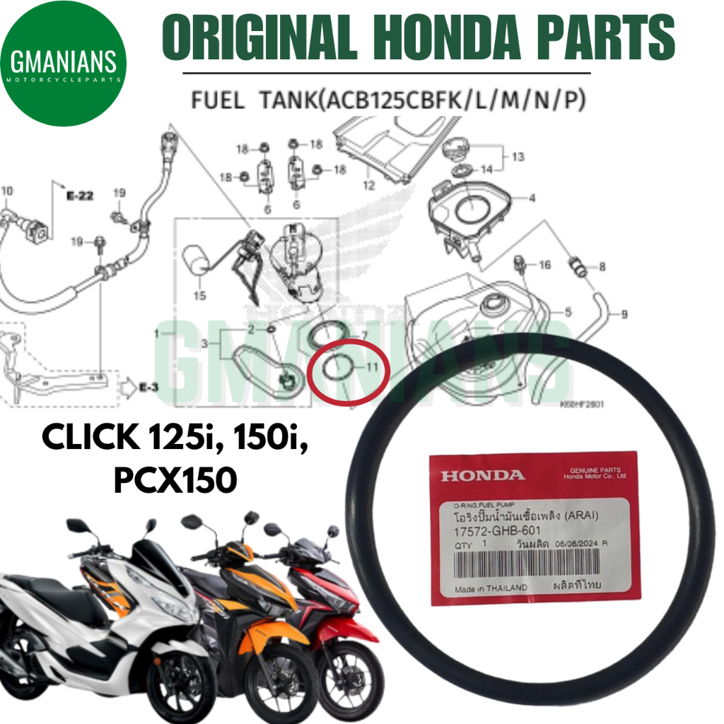 GENUINE HONDA fuel pump oil seal CLICK 125i, 150i, PCX150, BEAT FI V2 ...