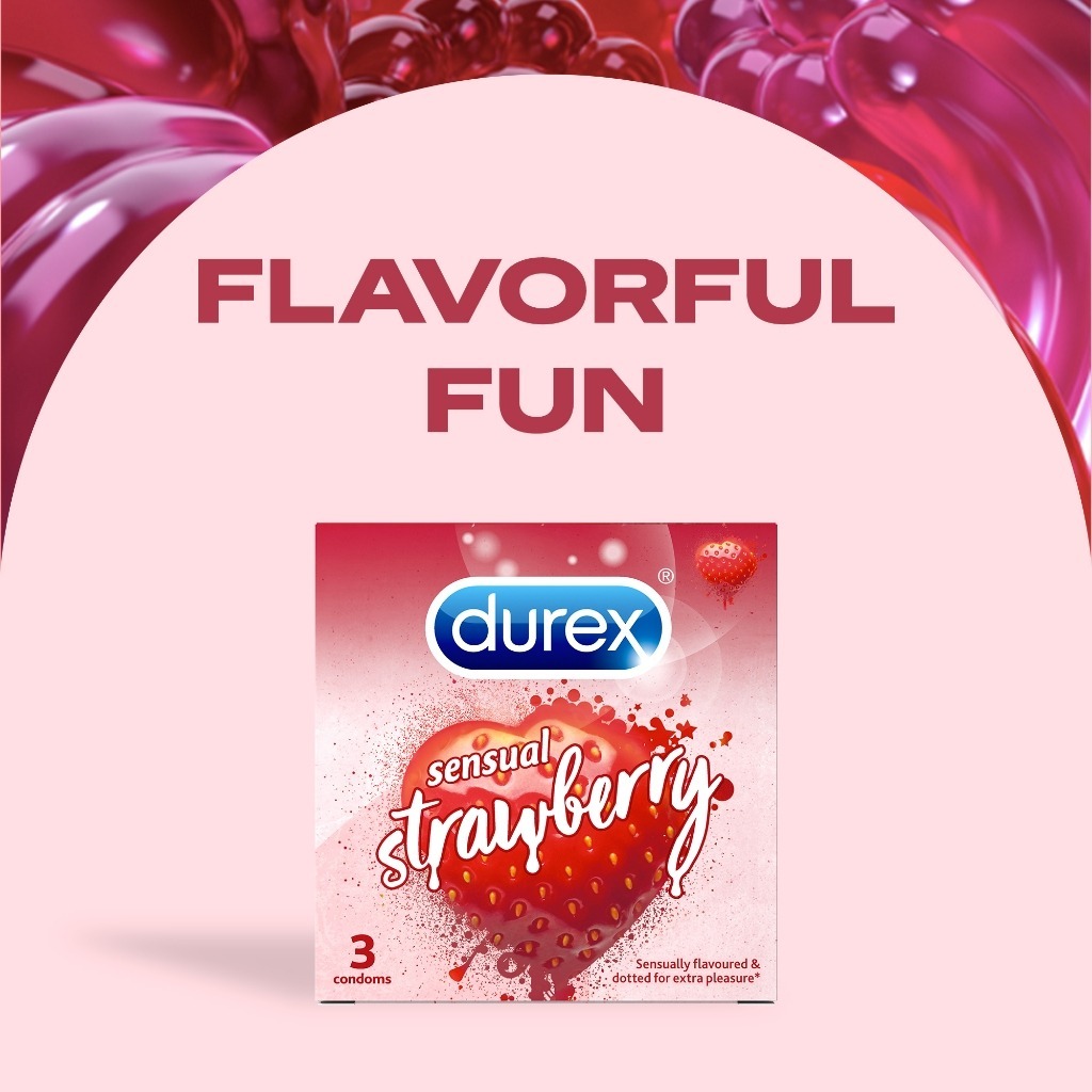 Durex Sensual Strawberry Lubricated Condoms 3s (Set of 4 - 12 Condoms ...