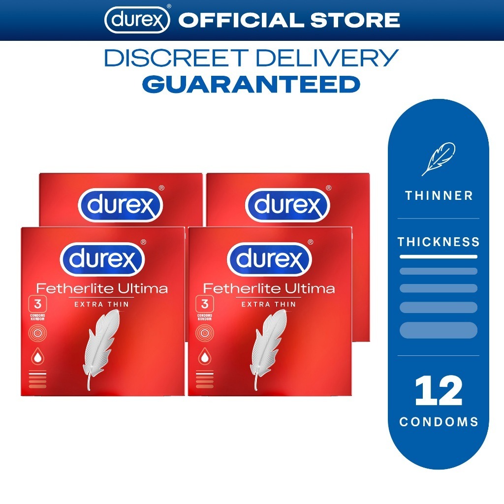 Durex Fetherlite Ultima Extra Thin Lubricated Condoms 3s (Set of 4 - 12 ...