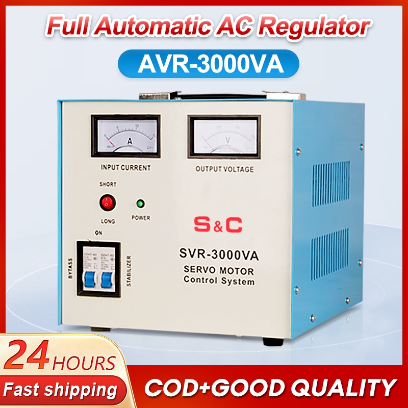 S&C Automatic Voltage Regulator AVR/SVR 3000 VA Servo Motor Type 3KVA AVR Time Delay Power ...