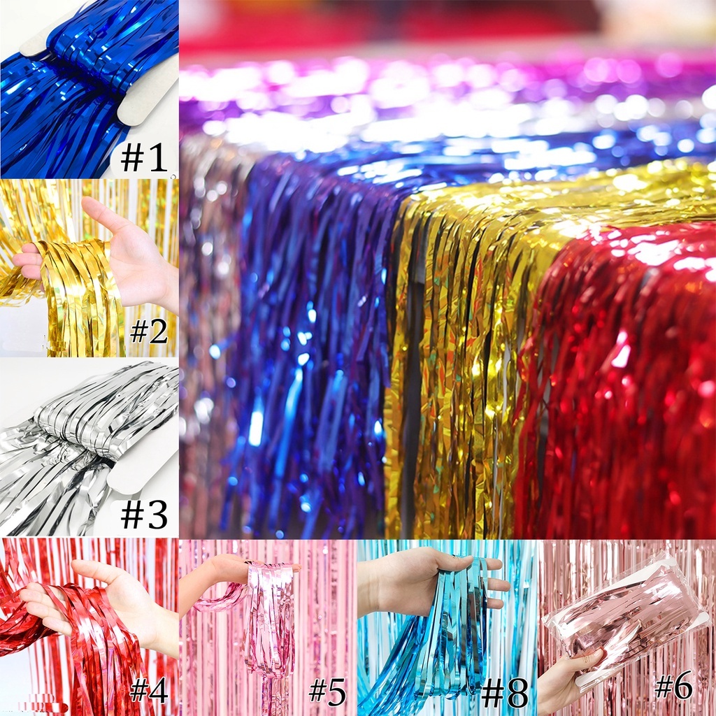 2 Meters Rain Silk Foil Curtain Party Banner Decorations Birthday ...
