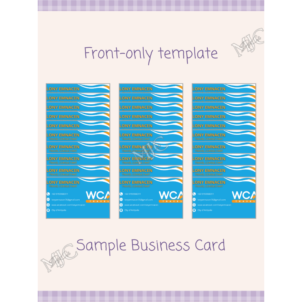 Business Card / Calling Card - FREE Front-Only Layout Template for ...