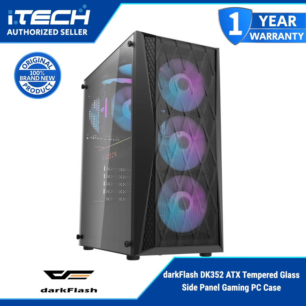 darkFlash DK352 ATX Tempered Glass Side Panel Gaming PC Case | Shopee ...