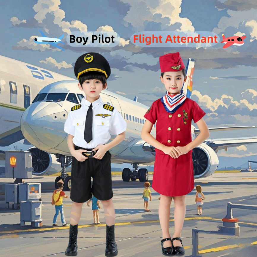 Career Guidance Costume for Kids Boys Girl Flight Attendant Costume for ...