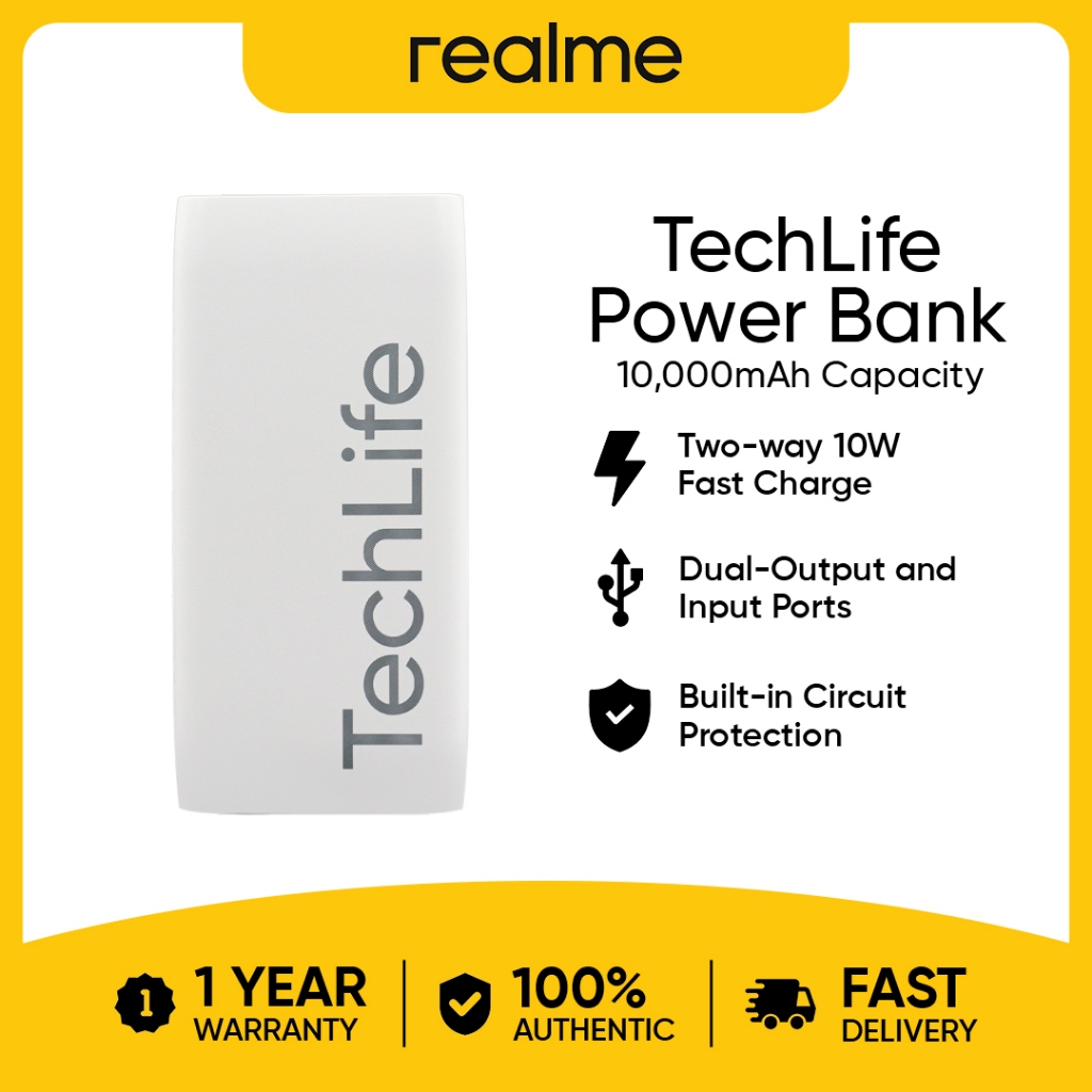 realme TechLife Power Bank 10000mAh | Two-way 10W Fast Charge | Dual ...
