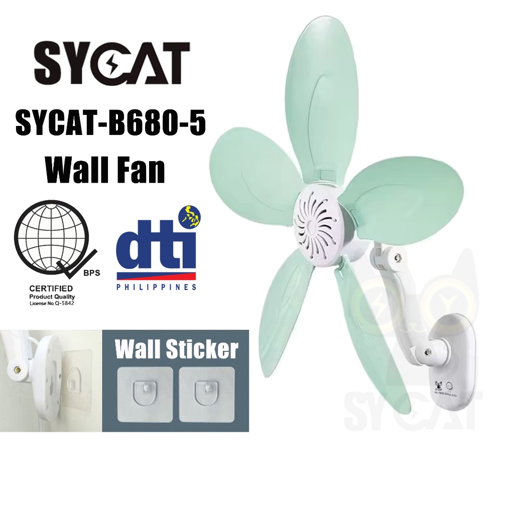 SYCAT 5 Blade Clip Wall Fan Big Electric Cooling Fan Portale Fan Clover ...