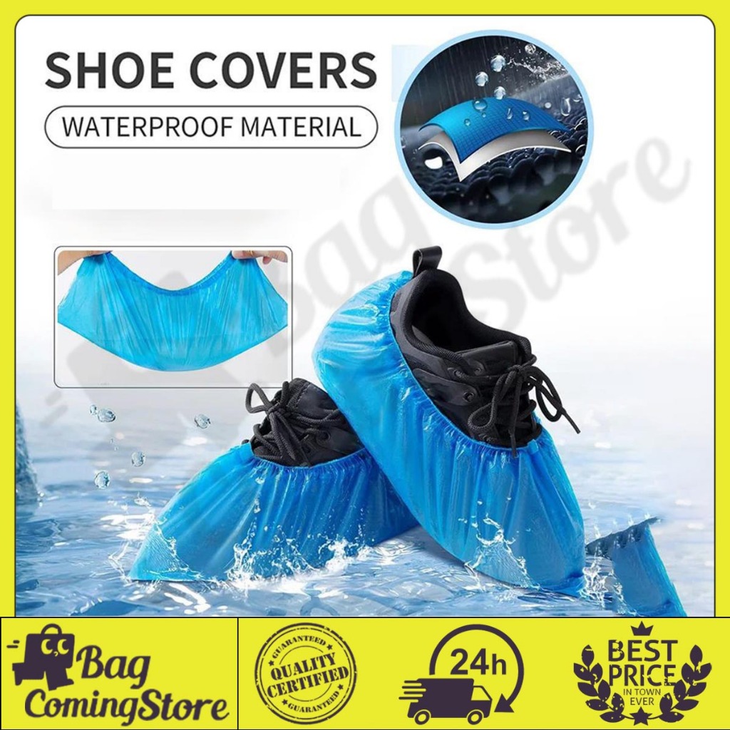 100Pcs Plastic Disposable Shoe Covers Durable Waterproof Thick Anti ...