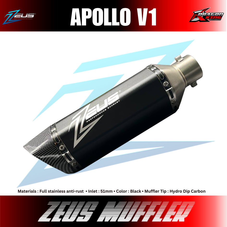 ZEUS APOLLO EXHAUST FULLSYSTEM FOR SCOOTERS (BLACK) | Shopee Philippines