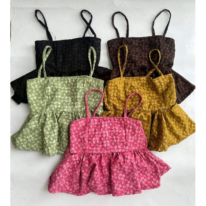 PEPLUM SANDO TOP JACQUARD FABRIC | Shopee Philippines