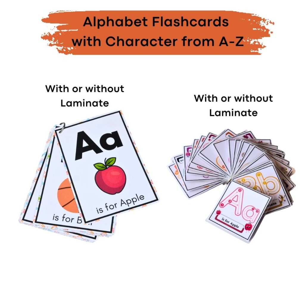 Alphabet A to Z Flashcards | Tracing Alphabet Flashcards with Words A-Z ...