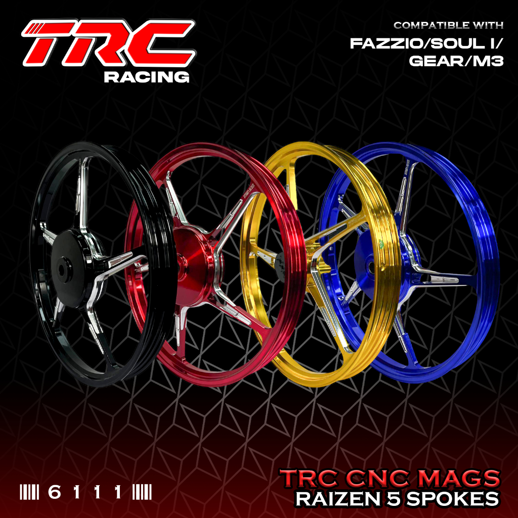 TRC CNC Mags Raizen 5 Spokes (1.4 F x 1.4 R x 17) Malaysian Concept for ...