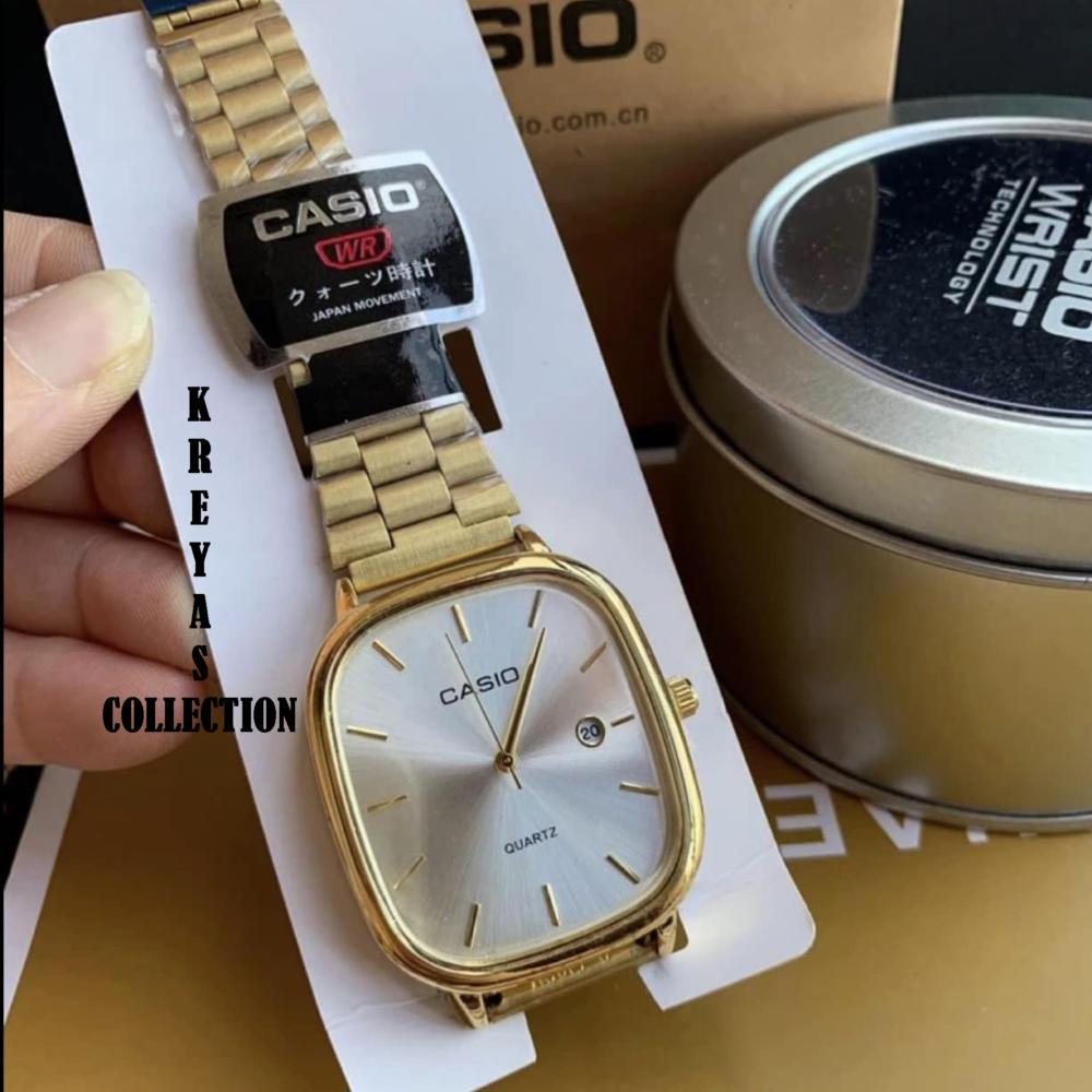Casio A-138W Vintage Analog Date Square Silver Dial Stainless Steel ...