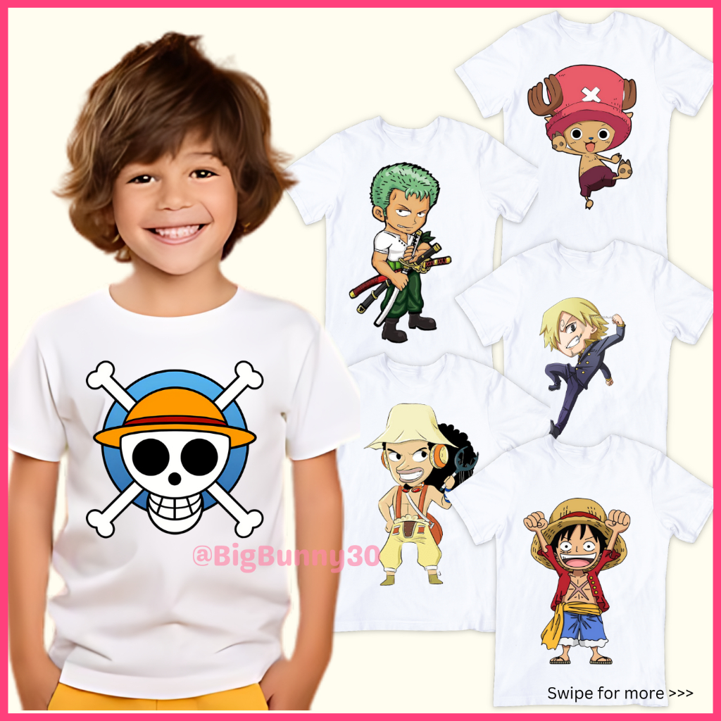 ONE PIECE Sublimation White T-shirt for Kids and Adults | Shopee ...