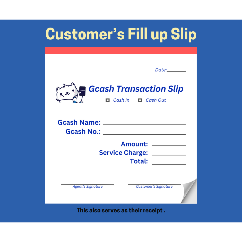 200pcs Gcash Transaction Slip (customer's fill up form and serves as a ...