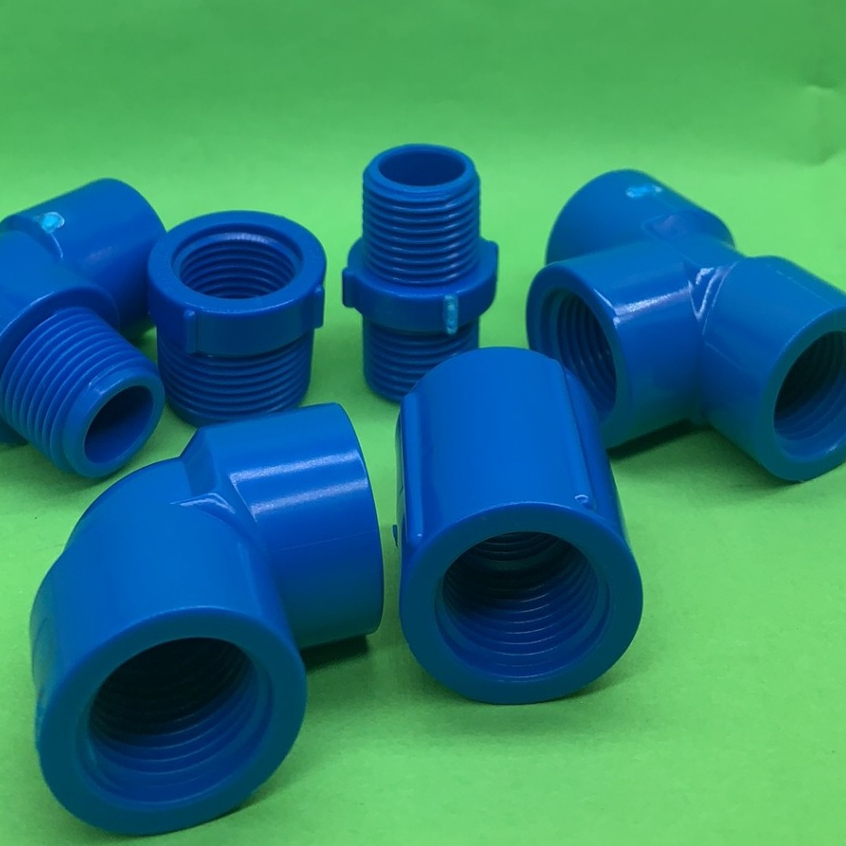 Pvc blue fitting full threaded tee elbow coupling busing 20mm 25mm 32mm ...