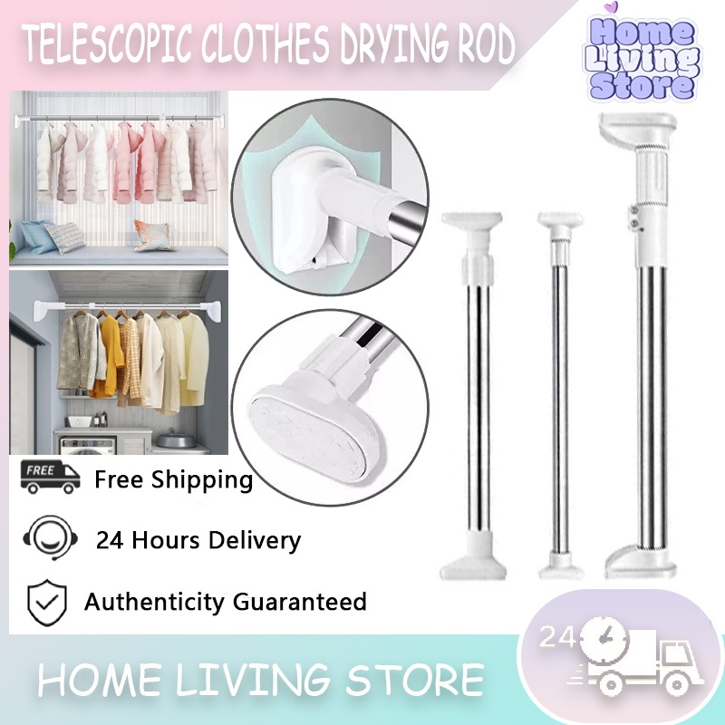 Telescopic clothes drying rod/adjustable stainless steel punch-free ...
