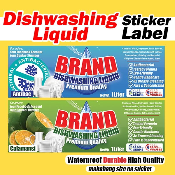 CUSTOMIZED DISHWASHING LIQUID STICKER LABEL LONG SIZE 50PCS. | Shopee ...