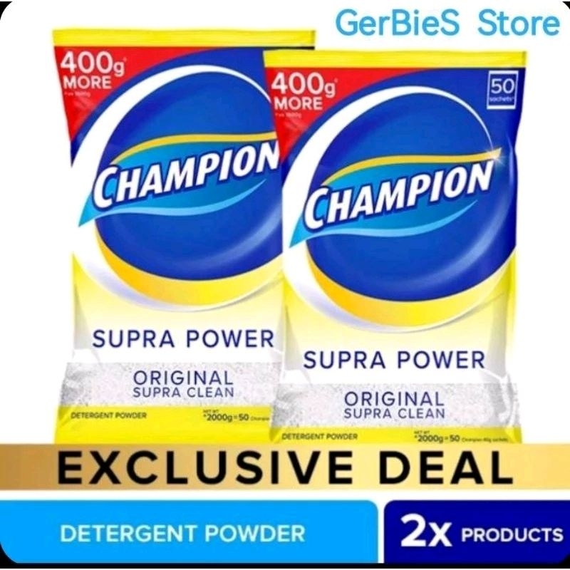 2kg BUNDLE OF 2 CHAMPION SUPRA POWER SUPRA CLEAN ORIGINAL SCENTl ...