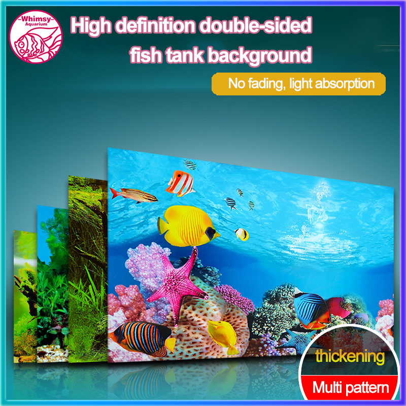 Fish tank background sticker Double Side Fish Tank Wall Poster Aquarium ...