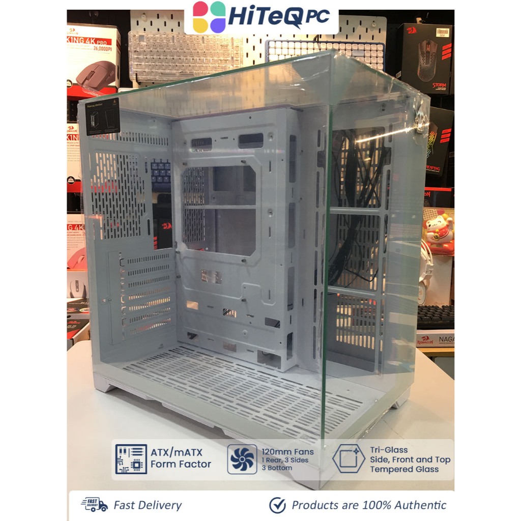 HiteqPC | ATX Tri-Glass Dual Chamber PC Case w/ Free 3 x 120mm RGB Fans ...