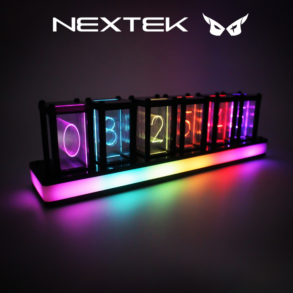 NEXTEK RGB simulated neon tube clock LED Gaming room INS DIY Desk setup ...