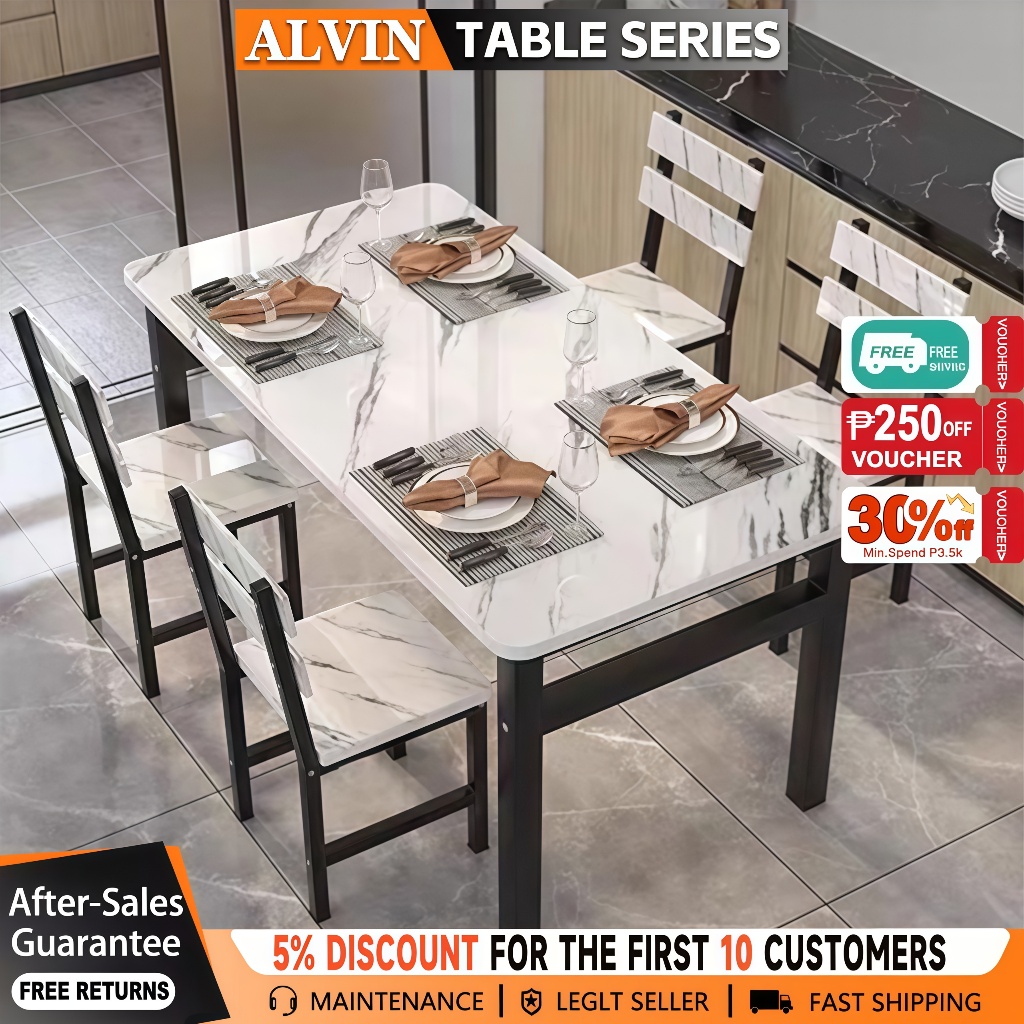 ALVIN Dining Table And Chairs Combination 1 Table 4 Chairs Restaurant ...