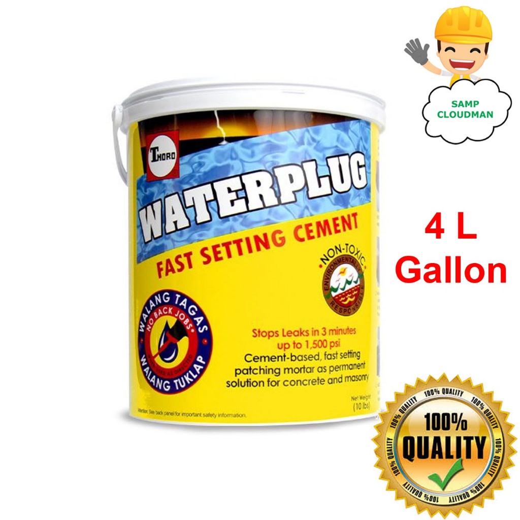 Thoro Waterplug Fast Setting Cement Gallon Size 4 Liters Water Plug ...