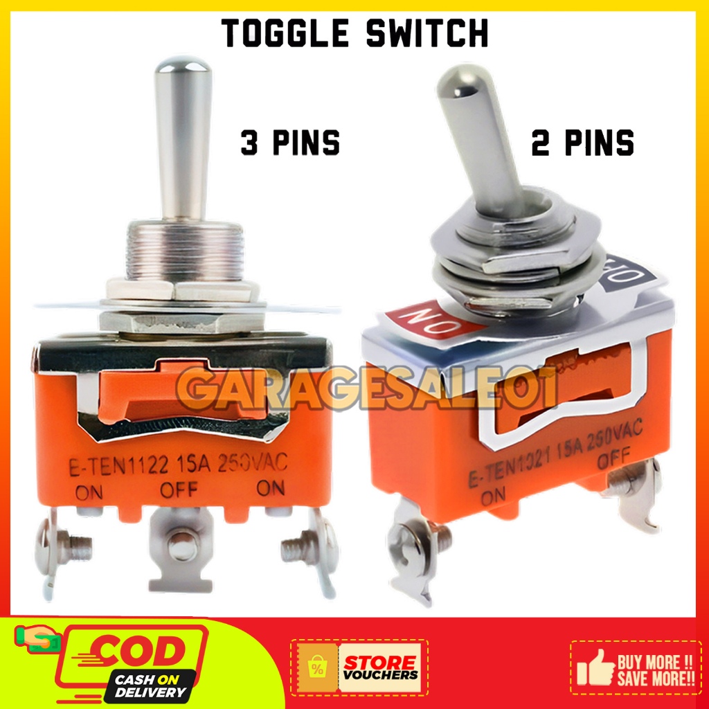 GS1 Heavy Duty ON OFF ON 3 2 PINS Metal Toggle Rocker Switch 250VAC | Shopee Philippines