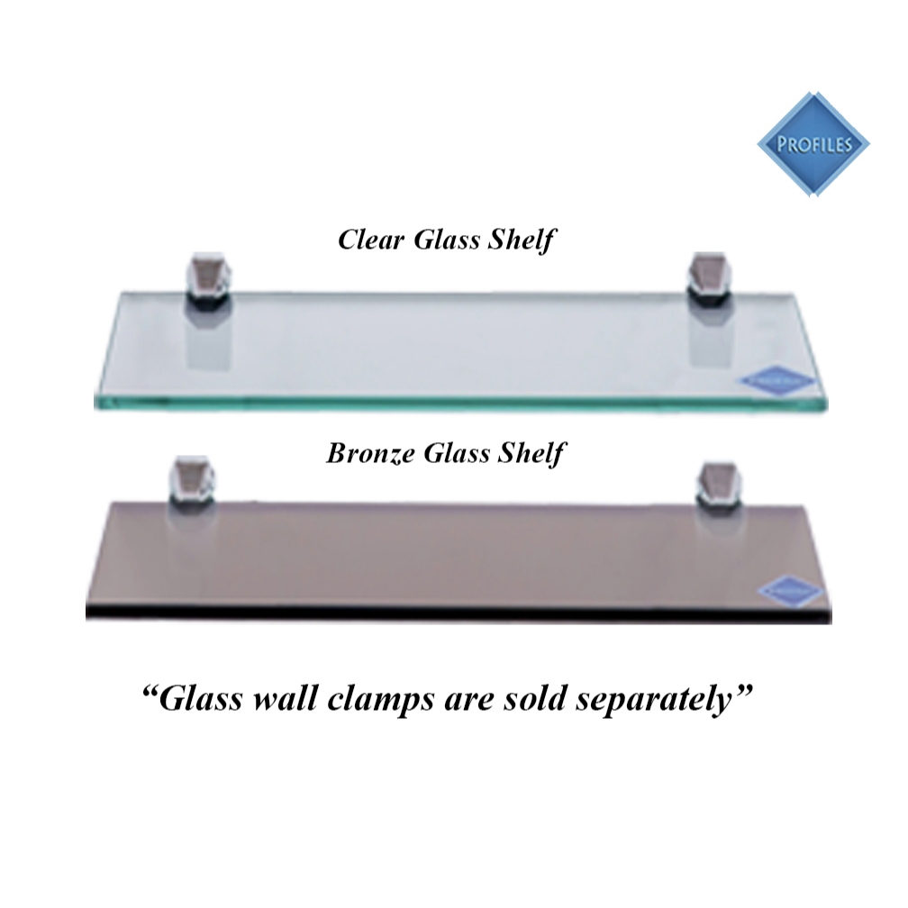 PROFILES Home Bathroom Wall Glass Shelf 6"x 15" x 8 mm Glass Shelf ONLY ...