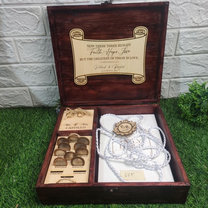 3 in 1 Wooden wedding box for RING, ARRHAE AND BIBLE | WITH LASER ...