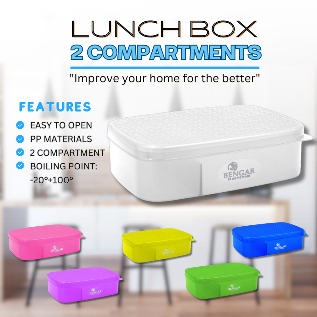 Square Lunch Box With 2 Compartment High Quality Perfect For Bento ...