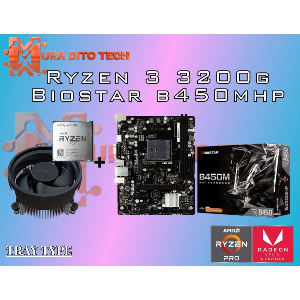 AMD Ryzen 3 3200G Processor 4-Core 4-Thread 3.6 GHz Socket AM4 + B450M ...