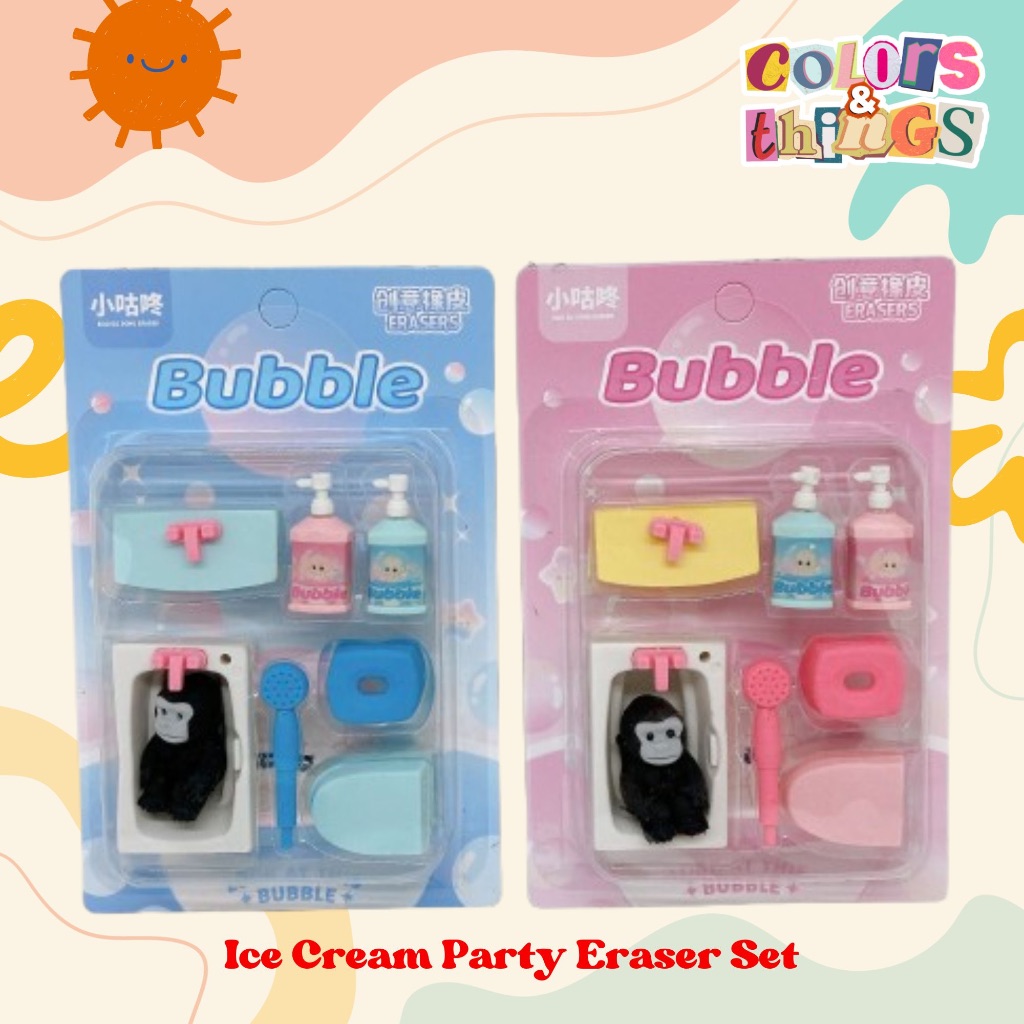6pcs Cutie Cat & Cat Claw/Bubble Bath Erasers Set Fun & Cute School ...