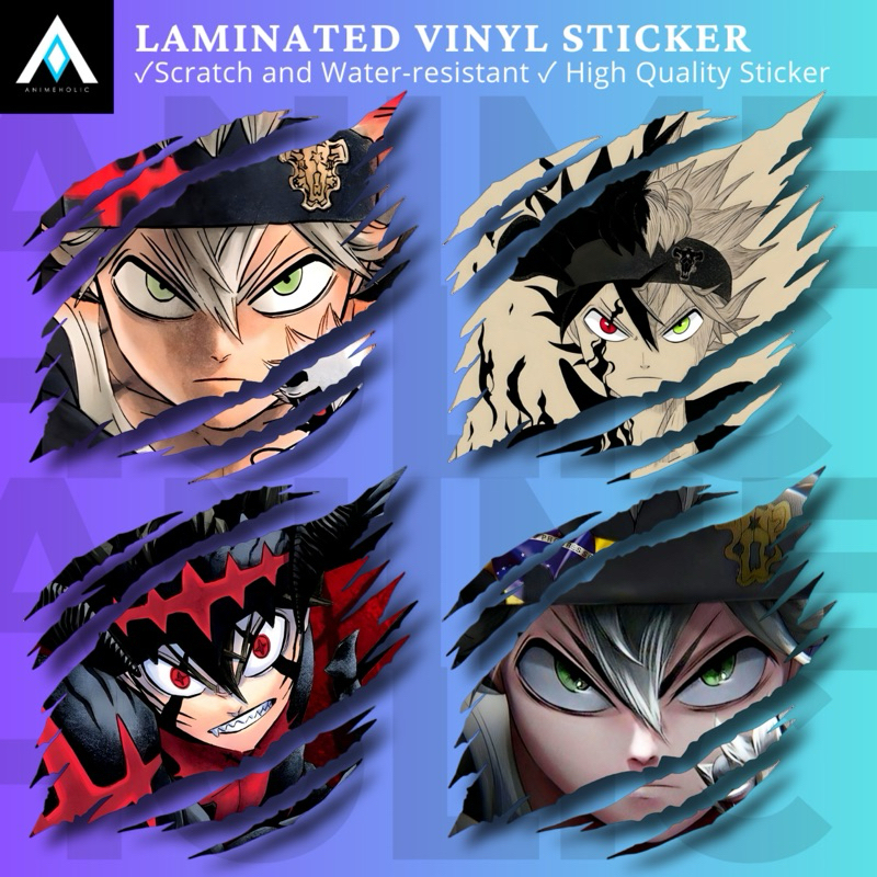 ASTA BLACK CLOVER SCRATCH DESIGN ~LAMINATED VINYL STICKERS~ANIMEHOLIC ...