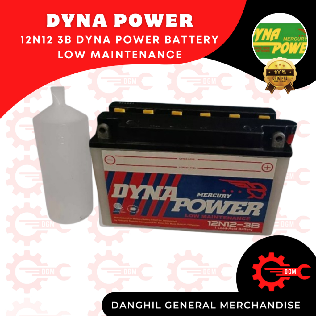 12N12 3B DYNA POWER BATTERY [w/ FREE Battery Solution] Low Maintenance PRODUCT OF MOTOLITE ...