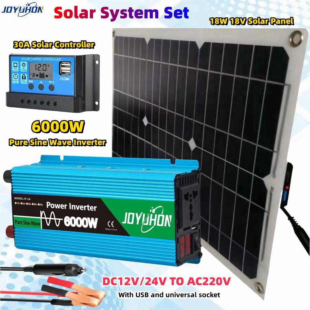 JOYUHON Solar Inverter Set 6000W Power inverter 12V/24V TO 220V 18W ...