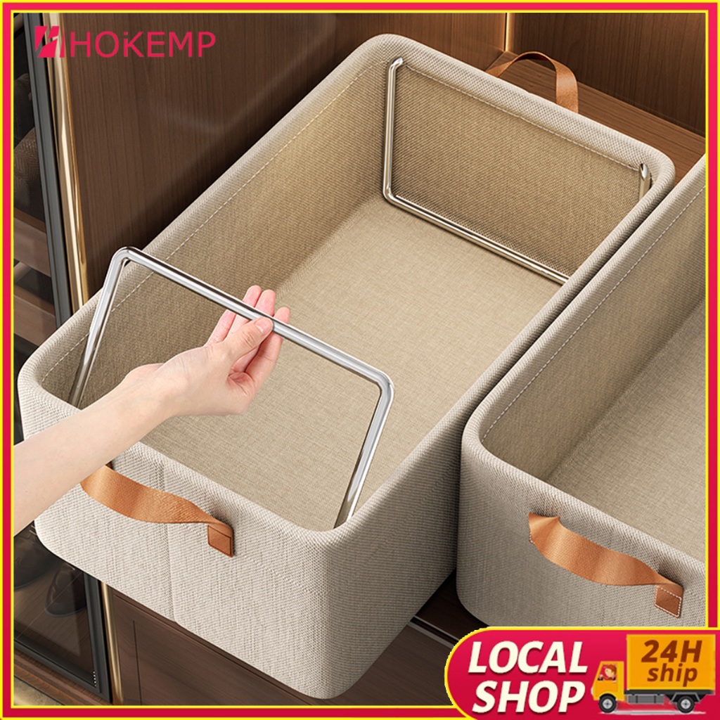 Foldable Steel Frame Storage Box Clothes Organizer for Wardrobe Closet ...