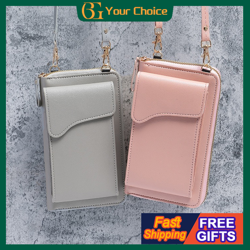 BG4 Multifunctional Mobile Phone Pouch Leather Wallet Women's Sling Bag ...