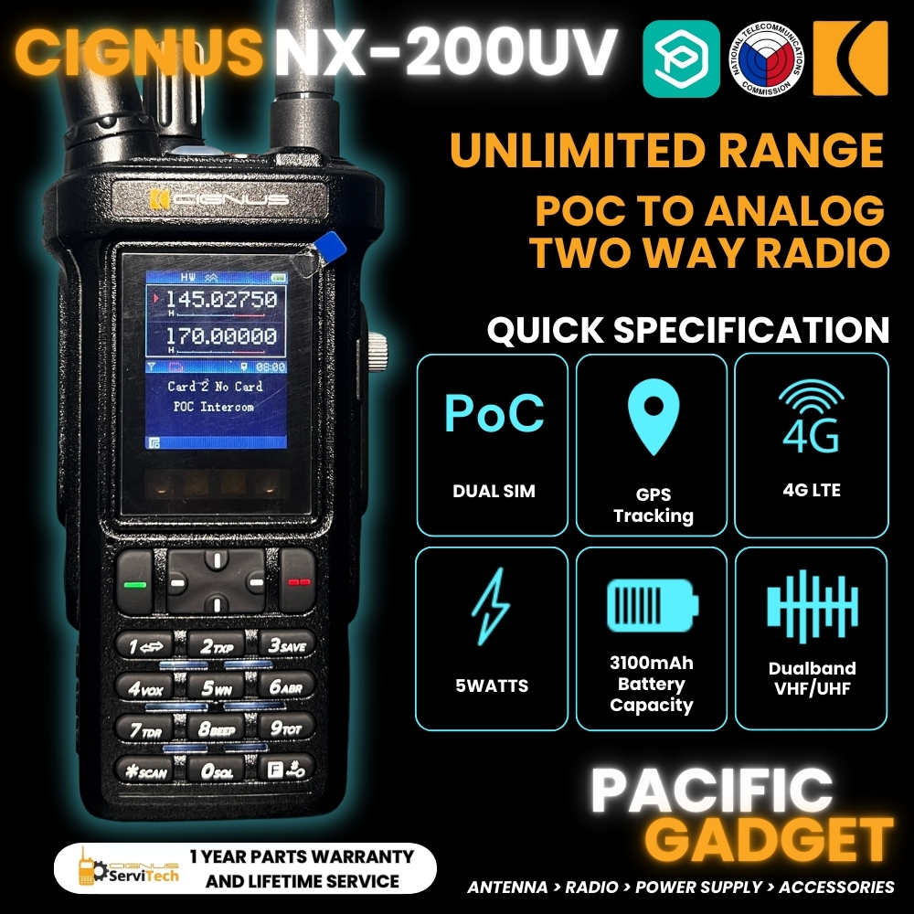 Cignus NX200UV with GPS 4G Dual Sim Dualband POC Two Way Radio Walkie ...
