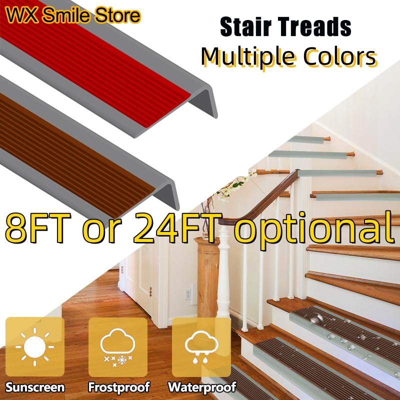 8/24FT Anti Slip Strip L-type PVC Rubber Stair Nosing Self-Adhesive ...