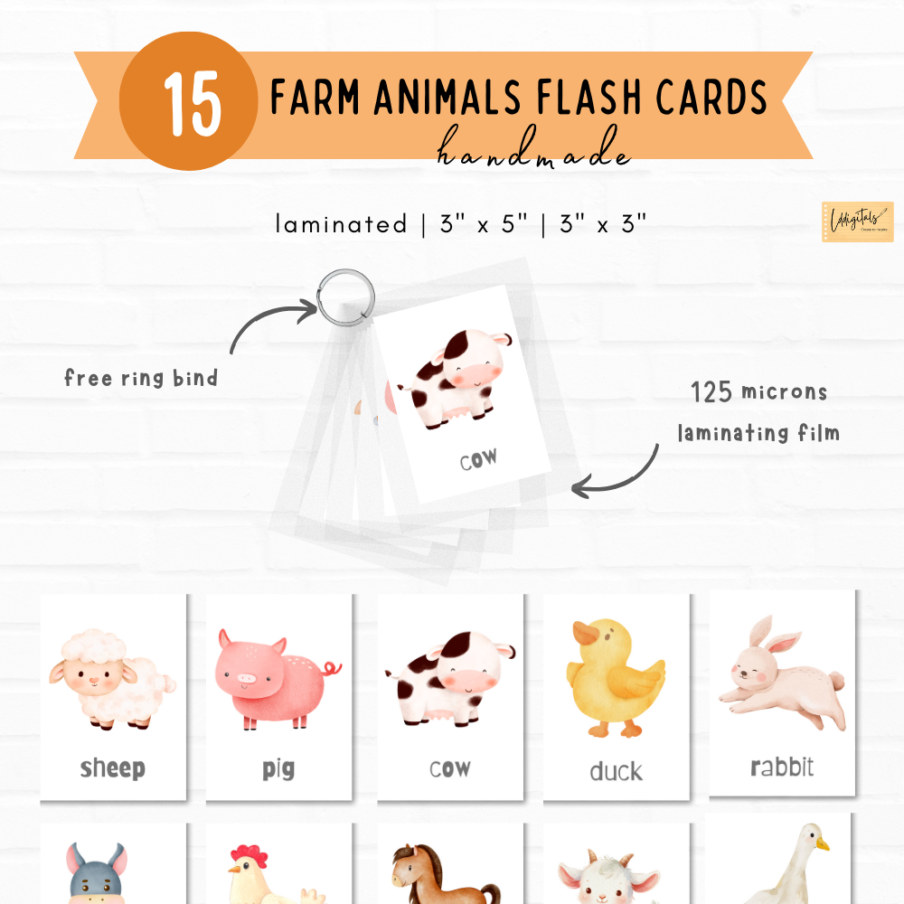 Farm Animals Flash Cards | Farming Inspired Card | Kids Learning Flash ...