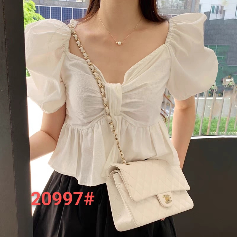 AS ELEGANT NEW ARRIVAL CASUAL PLAIN PUFF SLEEVE SMOCKED DESIGN BLOUSE ...