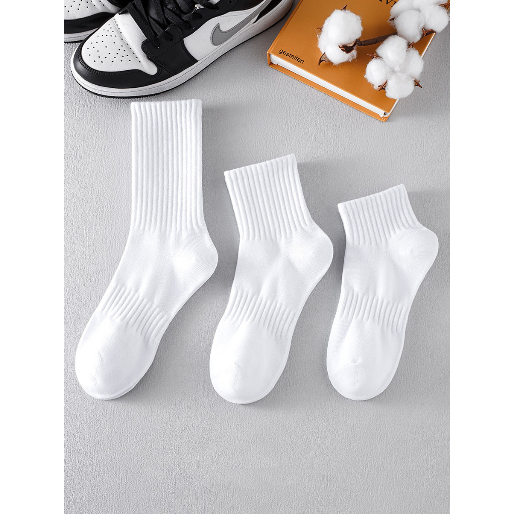 1 Pair Pure Cotton Sports Men's Socks Ankle/Mid-tube/Tall-tube Socks ...