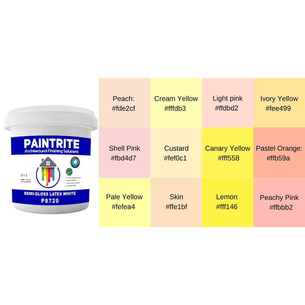Paintrite Gloss Latex Paints 1L Color Palette #1 | Shopee Philippines