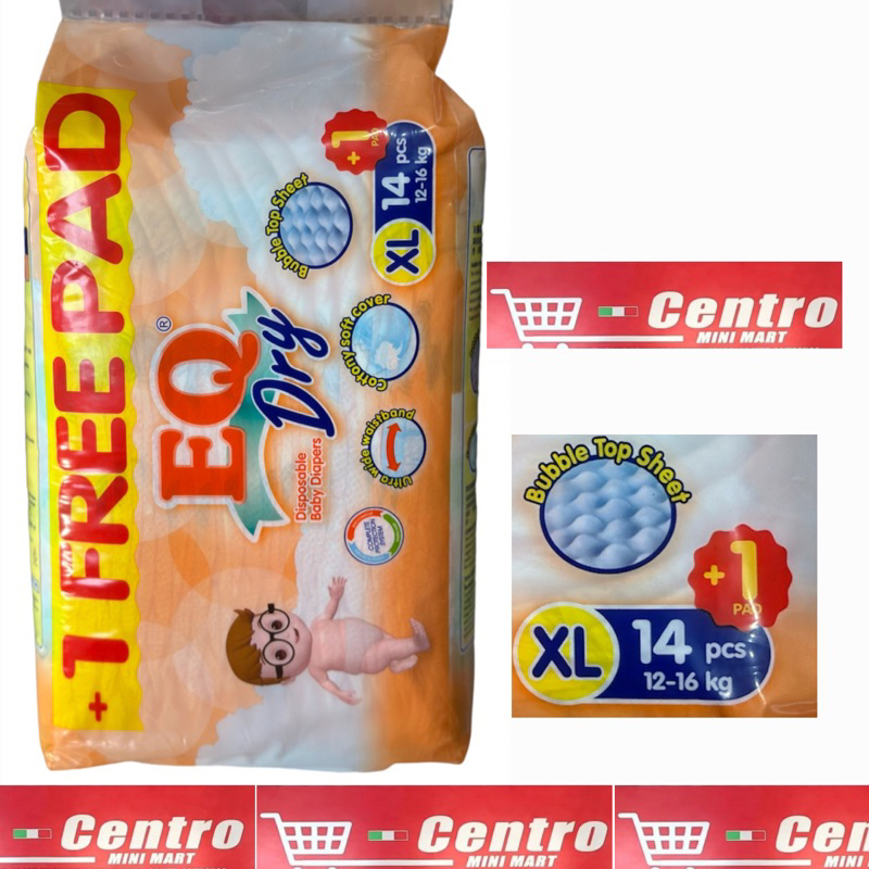 EQ DRY DIAPER XL 14Ppcs + 1 (TAPE) | Shopee Philippines