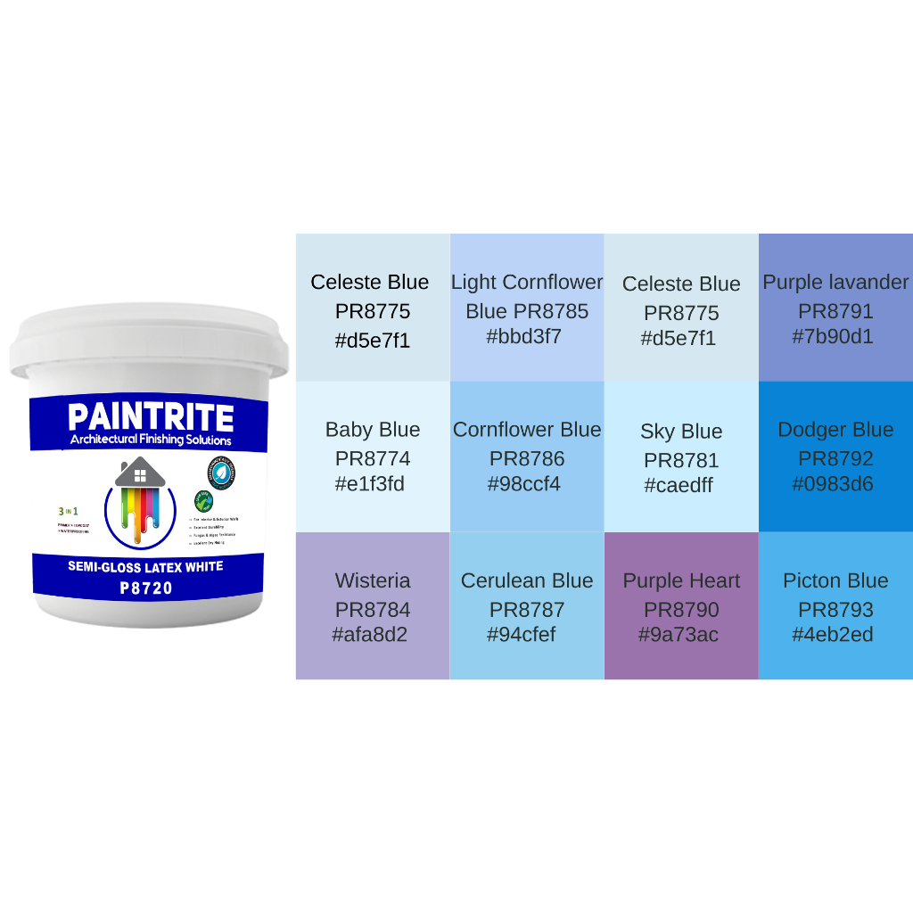 Paintrite Gloss Latex Paints 1L Color Palette #8 | Shopee Philippines