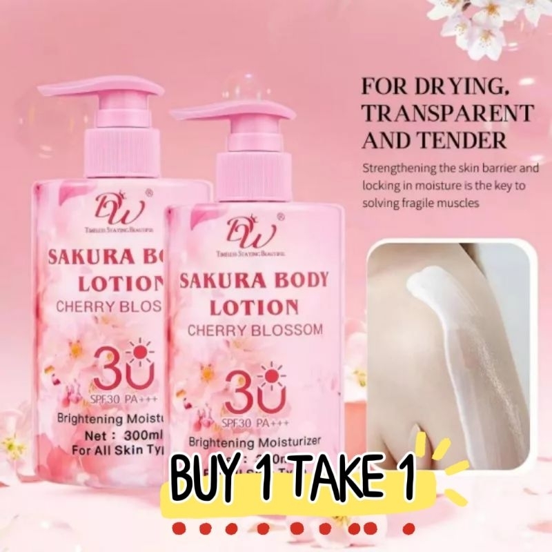 Buy 1 Take 1 DW Sakura SPF30 PA+++ Body Lotion Cherry Blossom Moisturizer Lotion 300ml | Shopee ...