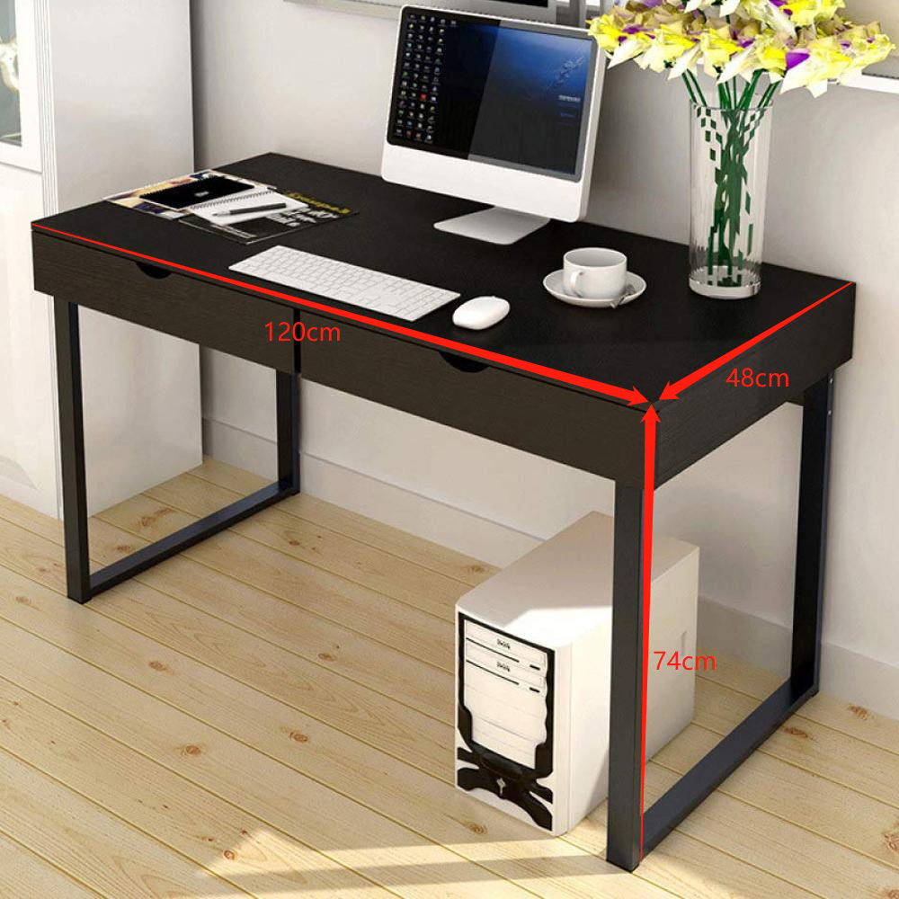Computer desk with 2 drawers home office desk simple modern writing ...